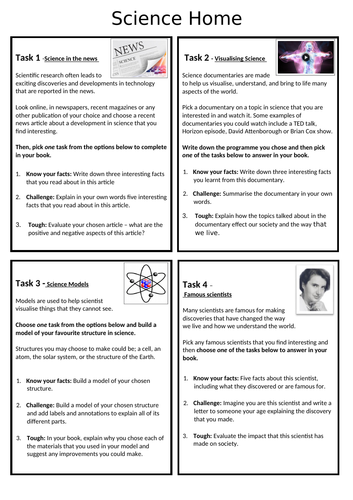 Home Learning Creative Tasks | Teaching Resources