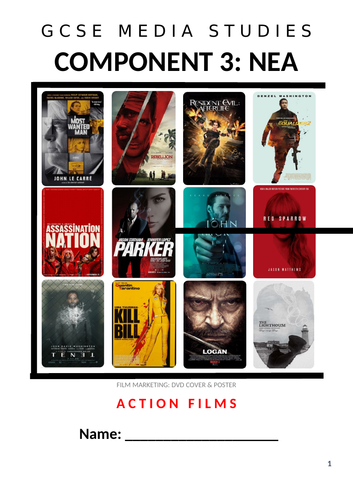 Eduqas GCSE Media Studies Comp 3 Film Posters & DVDs (Action) Pupil ...