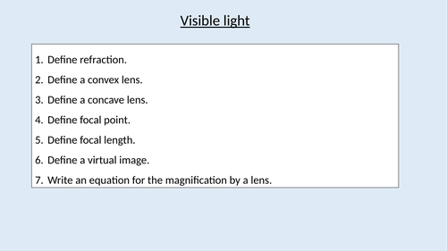 AQA GCSE Physics (4.6.2.6) Waves - Visible light | Teaching Resources