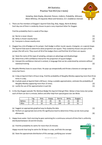 AH Statistics - Practice Tests | Teaching Resources
