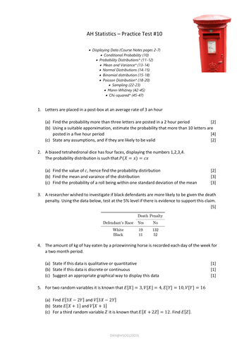AH Statistics - Practice Tests | Teaching Resources