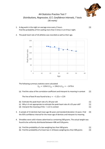 AH Statistics - Practice Tests | Teaching Resources