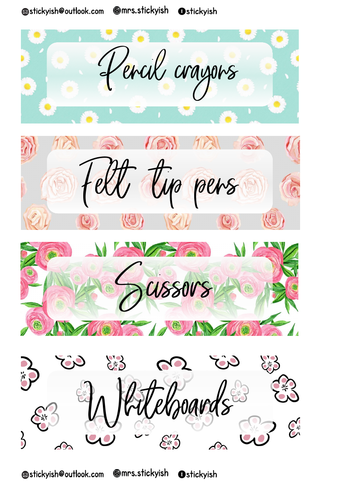 Floral themed tray/ drawer labels, teacher | Teaching Resources