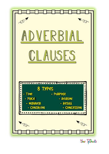 Adverbial Clauses English Grammar | Teaching Resources