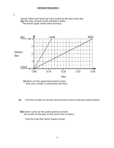 DISTANCE TIME GRAPHS 3 WITH ANSWERS | Teaching Resources