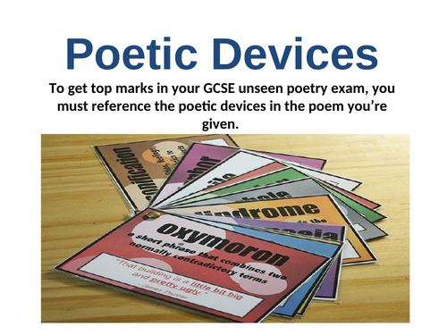Poetic Devices Review PPT for AQA GCSE English Lit Unseen Poetry Exam ...