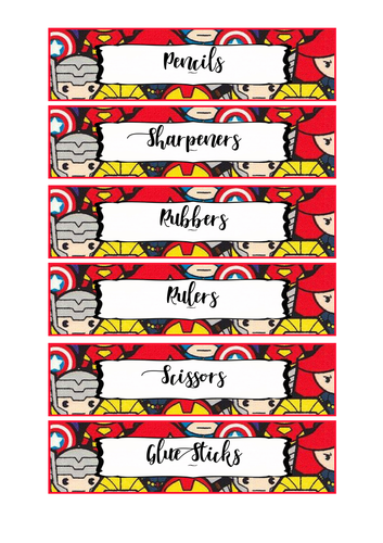 Superhero Tray Labels | Teaching Resources