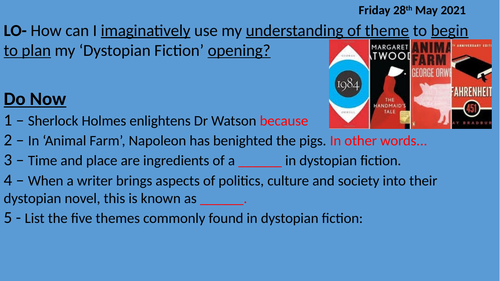 Year 8 Dystopian Fiction | Teaching Resources