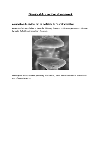 Biological Assumptions Recap (A-Level Psychology) | Teaching Resources