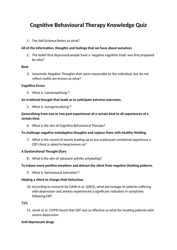 Therapies and Assumptions, Complete Retrieval Practice Activity and ...