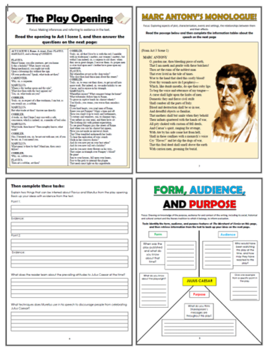 Julius Caesar - William Shakespeare - Comprehension Activities Booklet ...