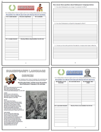Julius Caesar - William Shakespeare - Comprehension Activities Booklet ...