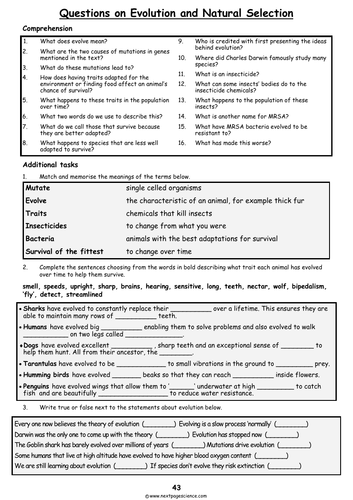 Evolution and Natural Selection | Teaching Resources