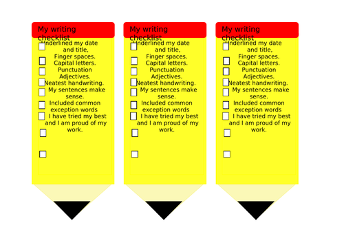 Writing checklist pencils | Teaching Resources