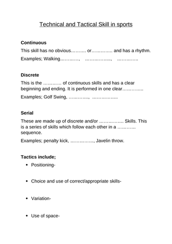 Unit 2 Practical Sports Performance (Technical/Tactical) | Teaching ...