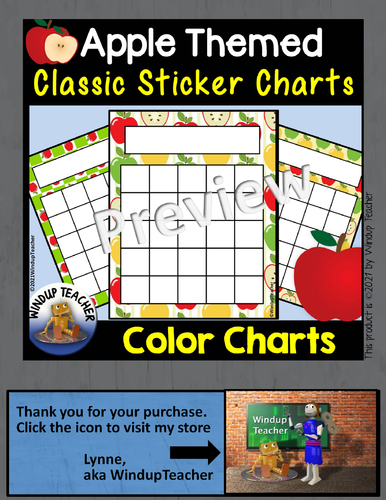 Apple Theme Sticker Charts Classic Line | Teaching Resources