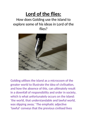 Lord of The Flies Model Answer - GCSE 9-1 English Literature | Teaching ...
