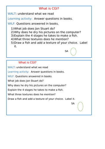 Reading Activites Big Cat Orange Level Teaching Resources