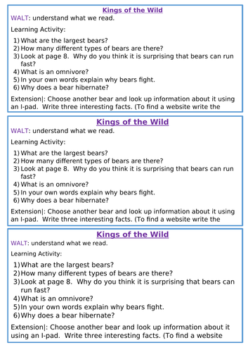 Reading Activities - Big Cat: Topaz level | Teaching Resources