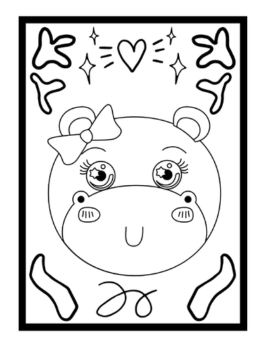 Adorable Hippos Coloring Pages For kids, Hippo Animal Coloring Sheets ...