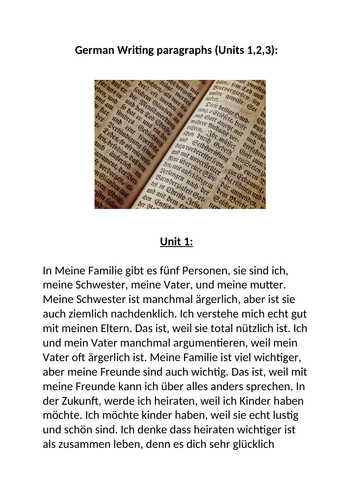 German Writing Paragraphs - GCSE 9-1 | Teaching Resources