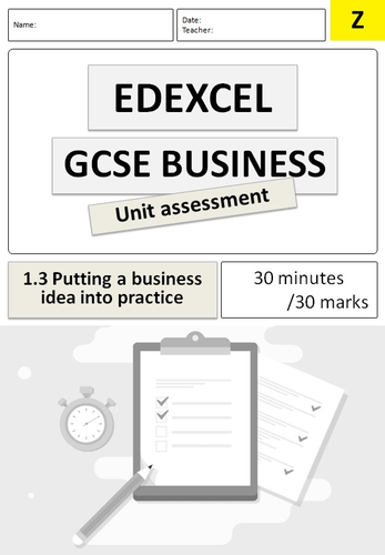 Edexcel GCSE Business - 1.3 Putting a business idea into practice ...