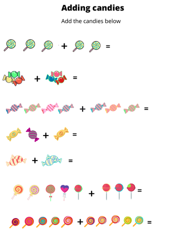 Sweet Candies Addition-EYFS Worksheet | Teaching Resources