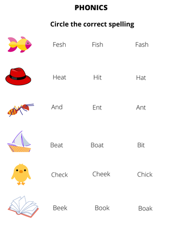 Circle the correct Spelling-EYFS Worksheet | Teaching Resources