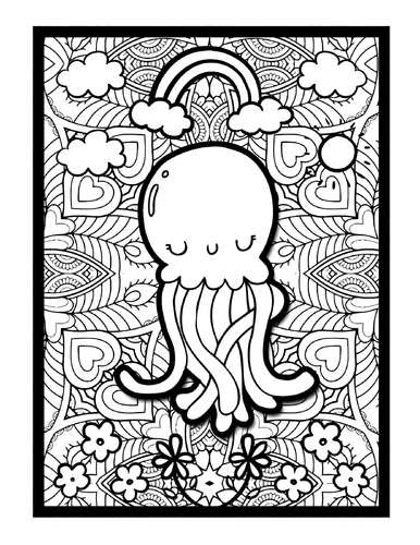 Mindfulness Jellyfish Colouring Pages, Sea Life Animals Printable ...