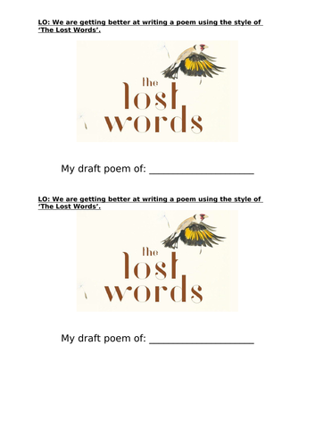 4 Weeks Unit of English Planning for Lost Words | Teaching Resources