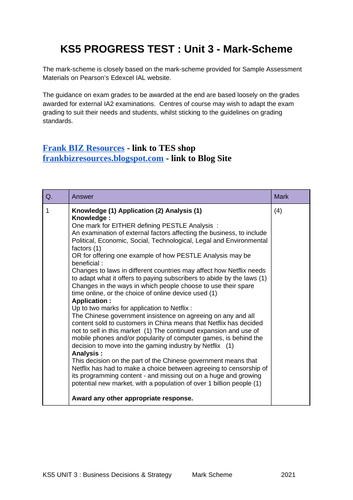 IA2 Edexcel Unit 3 Assessment Test | Teaching Resources