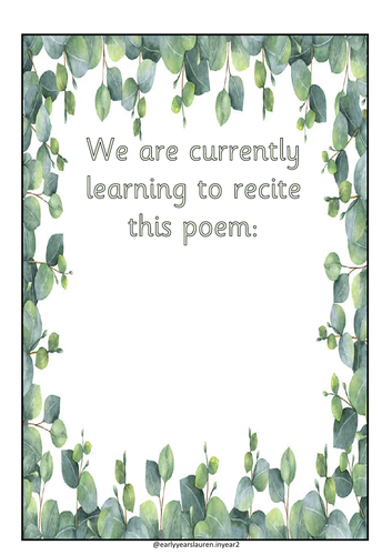 Natural Style Poem Sign for Book Corner | Teaching Resources