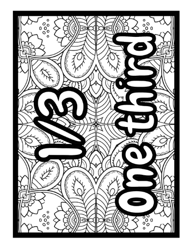 Reading fractions Mandala in The Background Coloring Pages For Kids ...