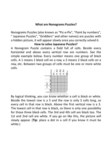 50 Nonograms Japanese Puzzles Puzzle With Solution, Griddlers Logic ...