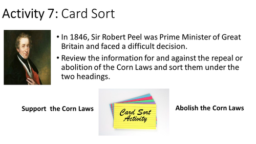 Card Sort - Repeal of the Corn Laws | Teaching Resources