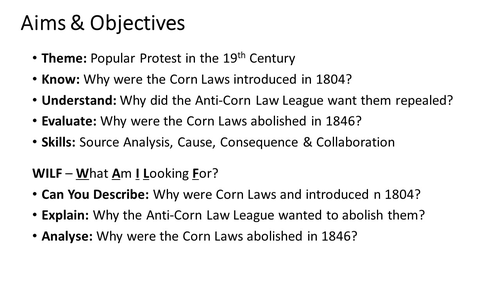 Card Sort - Repeal of the Corn Laws | Teaching Resources