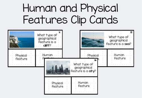 Human and Physical Features Clip Cards | Teaching Resources