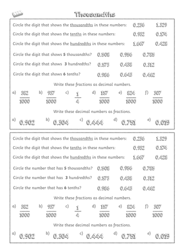 Thousandths - Y5 Fractions Lesson 12 - Year 5 | Teaching Resources