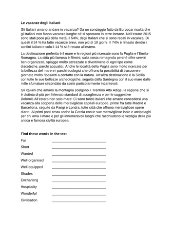 Italian GCSE Holidays/bookings | Teaching Resources