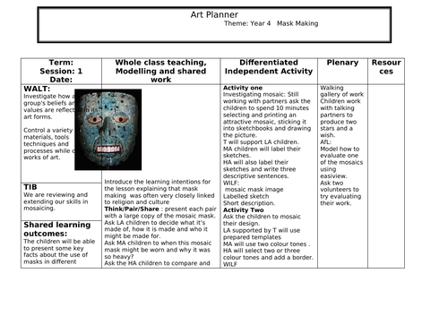 KS2 AFRICAN MASK Art Unit - 4 Outstanding Lessons | Teaching Resources