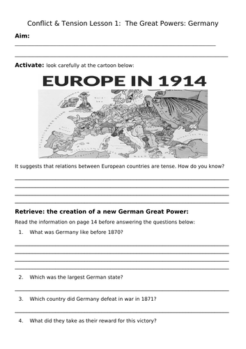 Conflict and Tension Lesson 1: Great Powers Germany and GB | Teaching ...