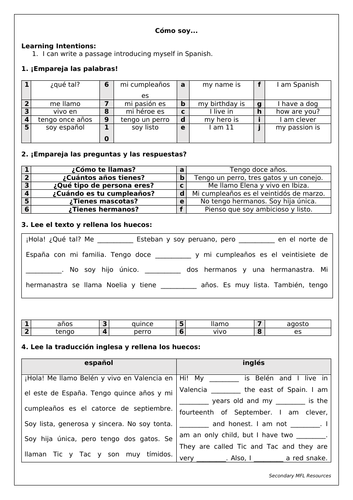 Viva 1 Name, age, birthday, pets, siblings - Mi vida (7 worksheets ...