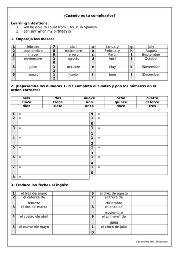 Viva 1 Name, age, birthday, pets, siblings - Mi vida (7 worksheets ...