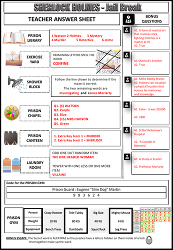 Sherlock Holmes Escape Room | Teaching Resources