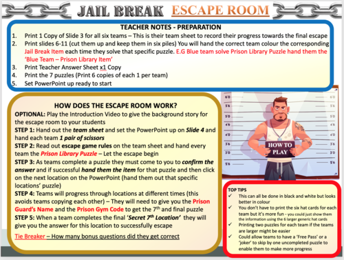US Prison System Escape Room | Teaching Resources