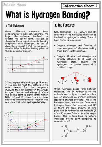 Hydrogen Bonding AS and A Level Chemistry | Teaching Resources