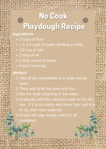No Cook Play Dough Recipe | Teaching Resources