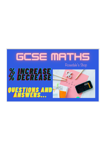 Percentage Increase and Decrease Worksheet & Answers - Multiplier ...