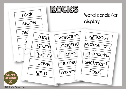 Rocks Vocabulary Activities and Graphic Organizer | Teaching Resources
