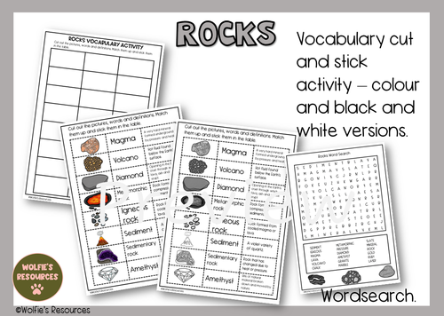 Rocks Vocabulary Activities and Graphic Organizer | Teaching Resources